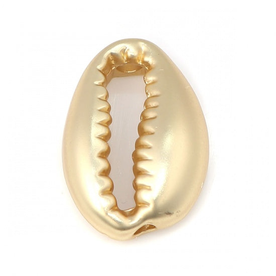 17x12mm Gold Plated Metal Cowrie Shell Bead ~ Matte Gold ~ Pack of 2 ...