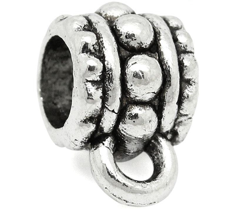 The Bead Store 10x6mm Antique Silver Plated Beaded Bails ~ Pack of 5