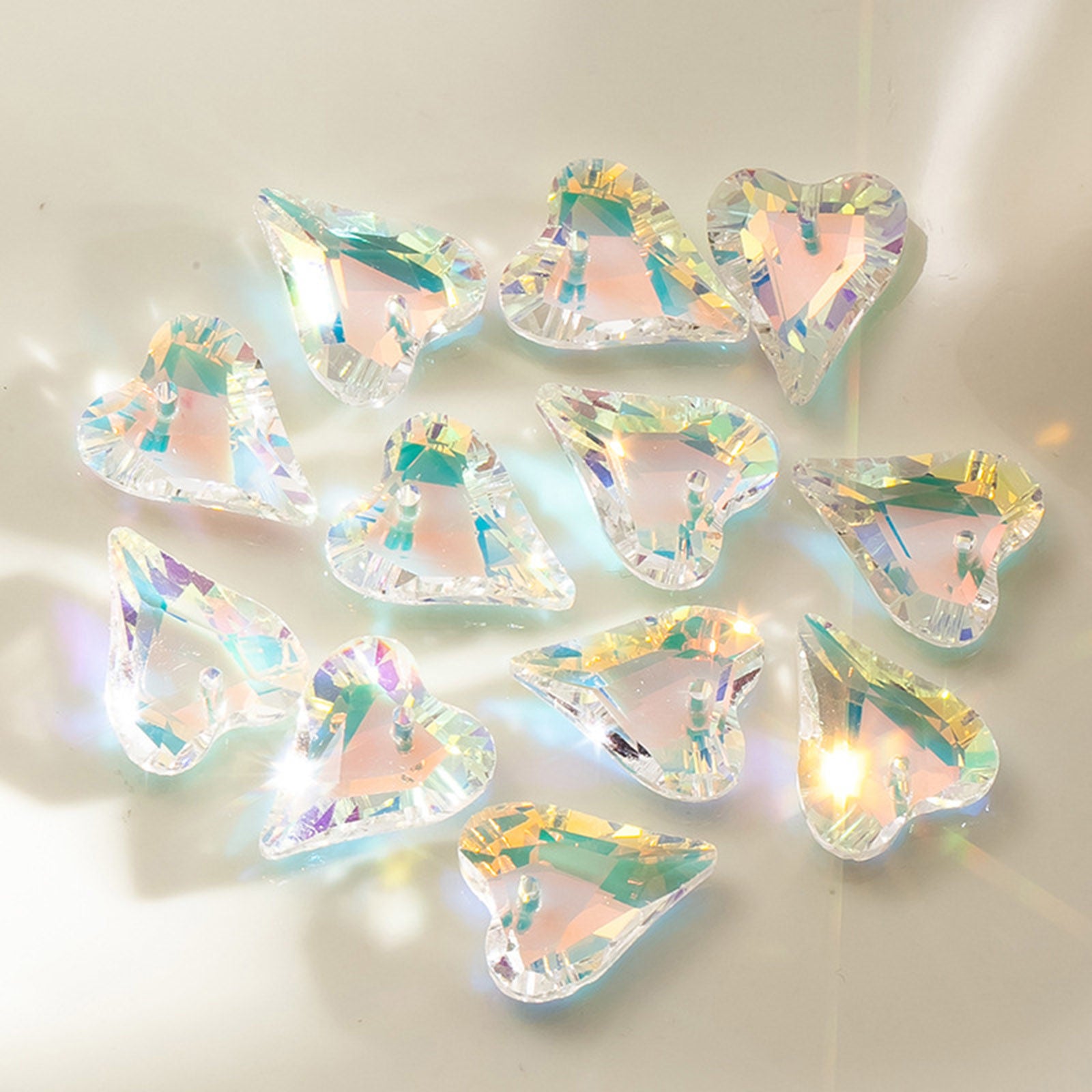 The Bead Store 17mm Crystal Glass Heart Shape Pendant Crystal AB