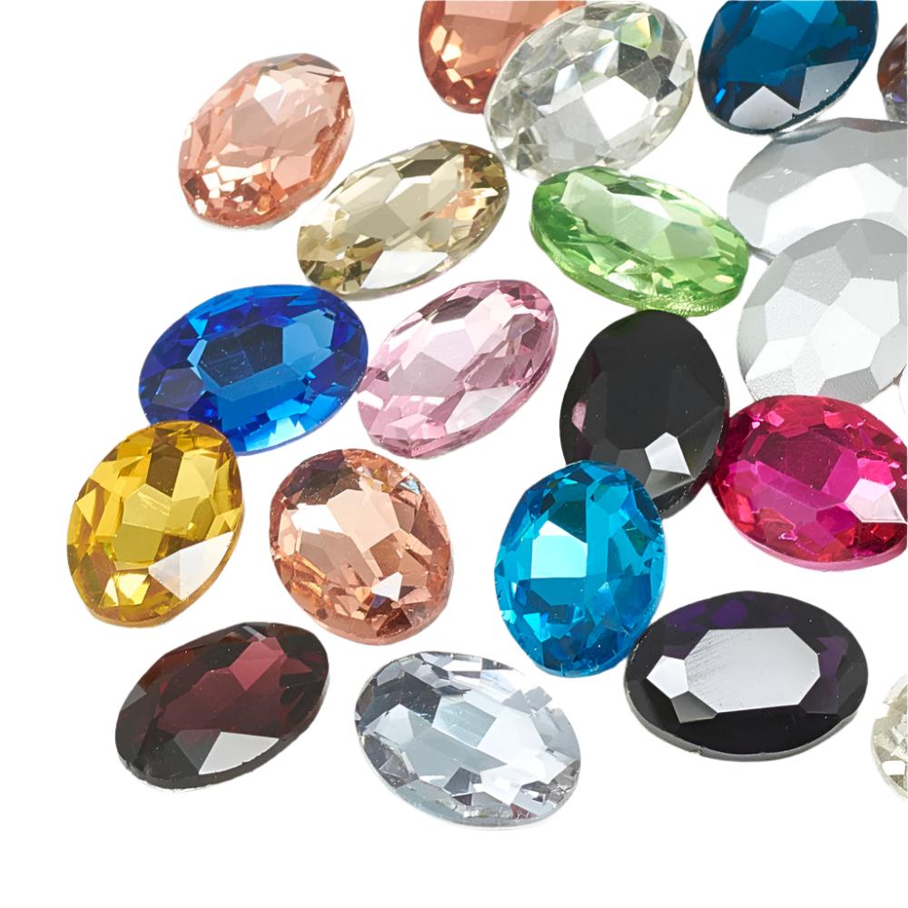 The Bead Store 18x13 Crystal Glass Oval Rivoli Fancy Stones Mixed Pack of 5