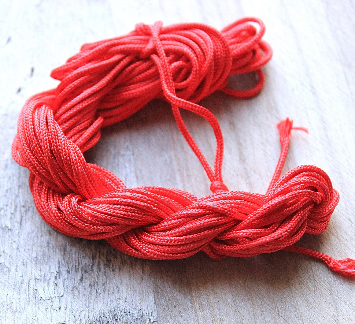 The Bead Store 2mm Nylon Cord Red 12 Metres