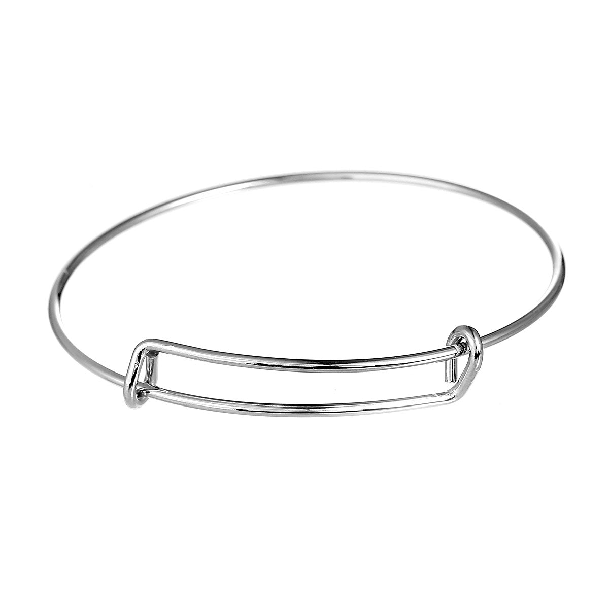 The Bead Store Silver Tone Expandable Charm Bangle ~ approx. 21-27cm